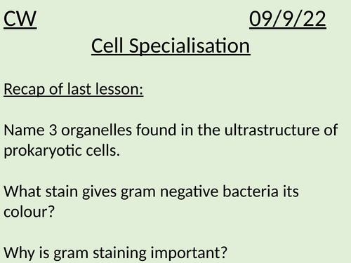 Cell Specialisation Level 3 Applied Science BTEC | Teaching Resources