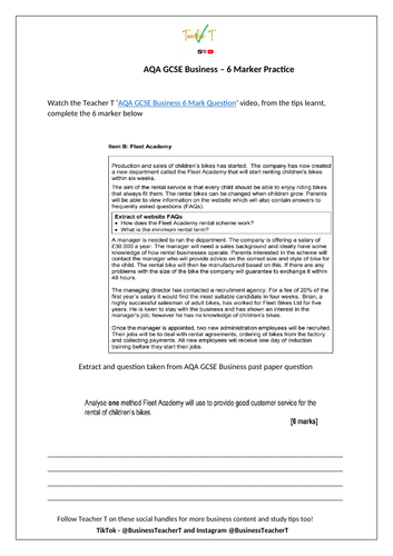 AQA GCSE Business 6 Mark Exam Structure | Teaching Resources AQA GCSE Business 6 Mark Exam Structure | Teaching Resources