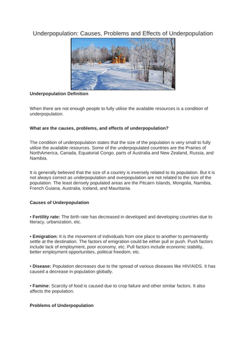 Underpopulation | Teaching Resources