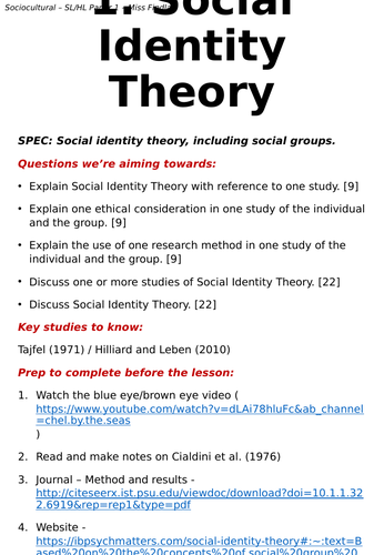 IB Psychology - Core Sociocultural approach SL [FULL TOPIC] | Teaching ...