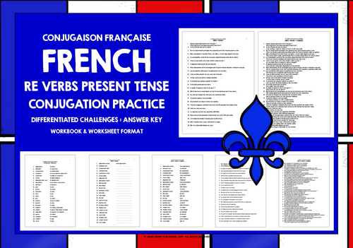 FRENCH RE VERBS PRESENT TENSE WORKSHEETS | Teaching Resources