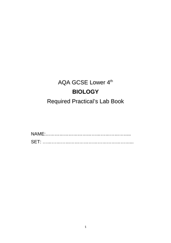 Required Practical Lab book for AQA GCSE Biology Year 9 | Teaching ...