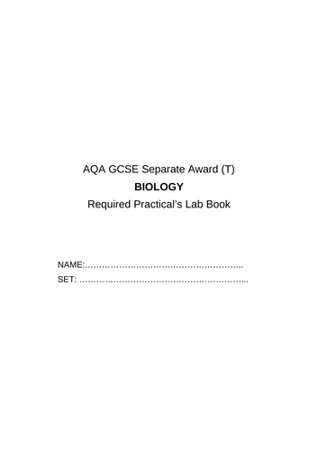 Required Practical Lab book for AQA GCSE Biology Separate (Trilogy ...