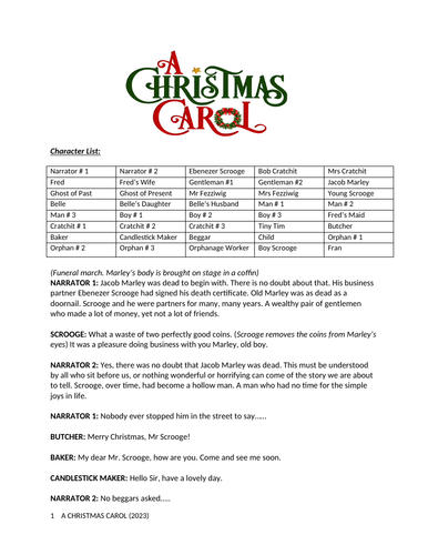 A Christmas Carol: Festive Drama script for kids | Teaching Resources
