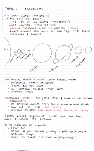 Astronomy - Topic 7 Physics GCSE (Edexcel) | Teaching Resources