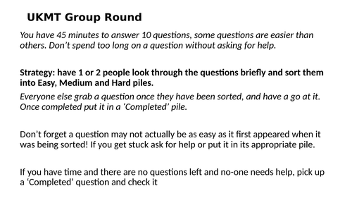 UKMT Club:Success in the Team Challenge! | Teaching Resources