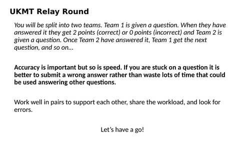 UKMT Club:Success in the Team Challenge! | Teaching Resources