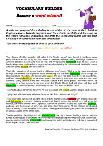 Vocabulary Wizard Booklet KS3 | Teaching Resources