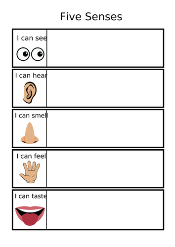5 (Five) Senses Worksheet | Teaching Resources