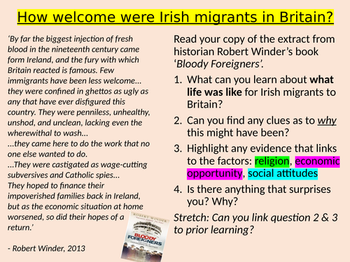 How welcome were Irish migrants in Britain? | Teaching Resources
