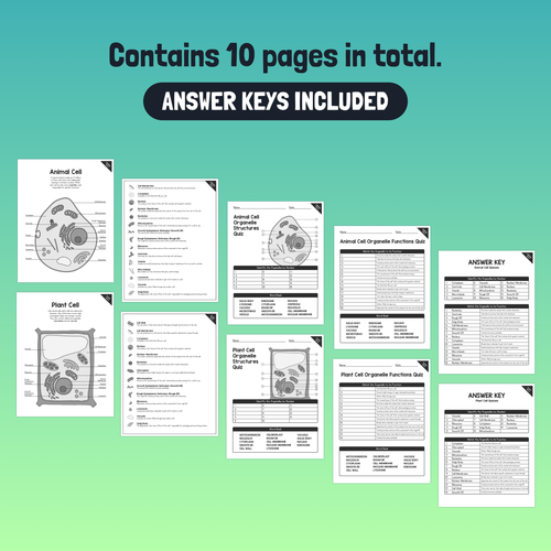 Plant & Animal Cell Structures Functions Unit | Organelle Study Guides ...