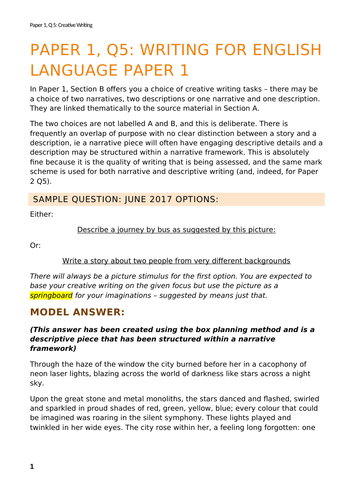 Descriptive Writing for GCSE English | Teaching Resources