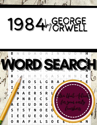 1984 by George Orwell | Novel Study Fun Review Activity | Word Search ...