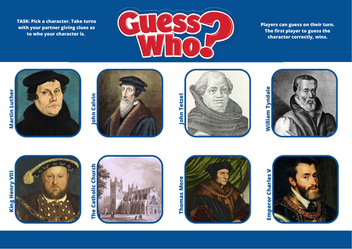 The Protestant Reformation- Guess Who? | Teaching Resources