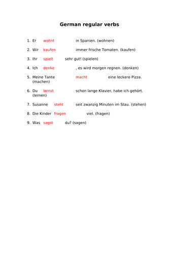German regular verb conjugations | Teaching Resources