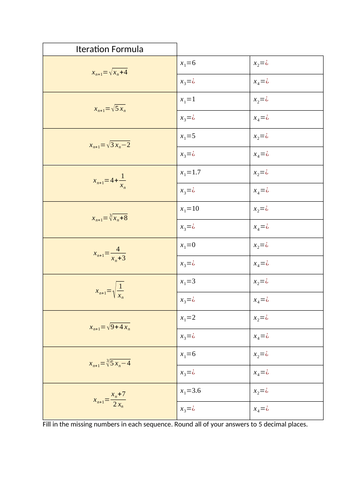 2 Iteration Worksheets Teaching Resources
