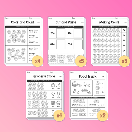 Counting American Coins Worksheets | U.S. Money Math Worksheets, No ...