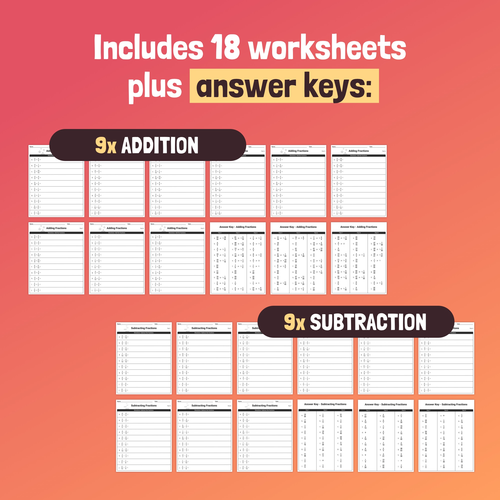 Adding & Subtracting Fractions Worksheets | Printable Fraction ...