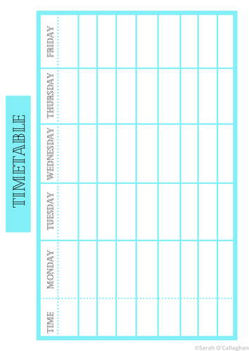 Timetable | Teaching Resources
