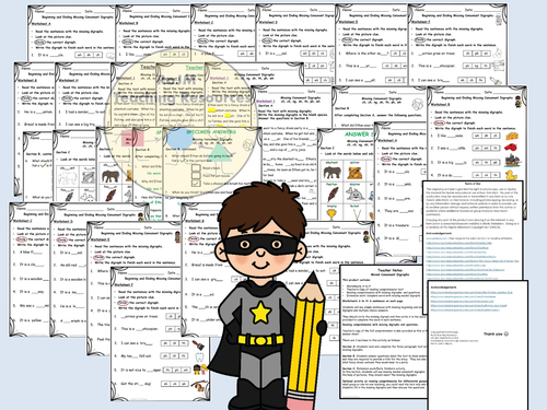 Consonant Digraphs Worksheets and Reading Comprehension | Teaching ...