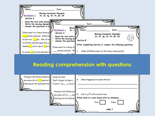 Consonant Digraphs Worksheets and Reading Comprehension | Teaching ...