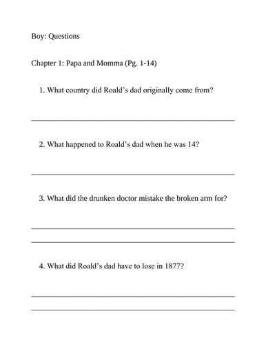 Reading Comprehension- Boy | Teaching Resources