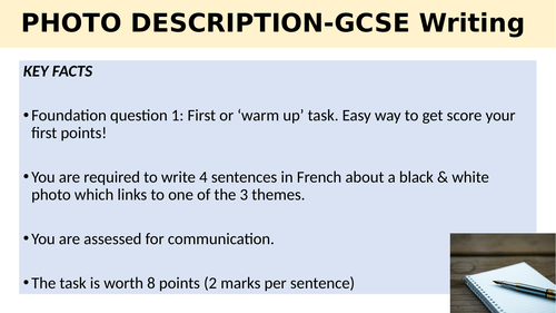 Photo card description-Foundation Writing | Teaching Resources