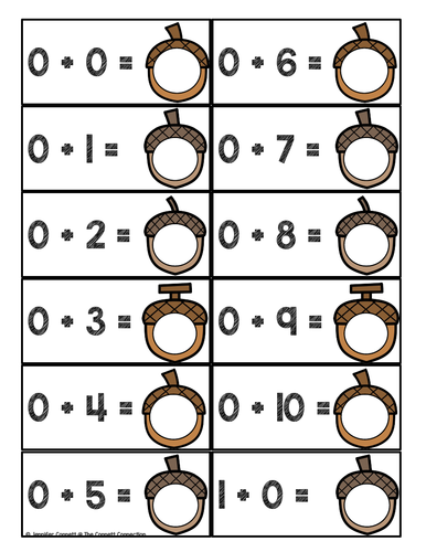 Acorn Addition Number Bonds: Kindergarten Math Centers | Teaching Resources