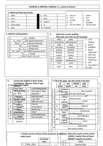 Viva 1, module 1.1: listening, reading, writing | Teaching Resources