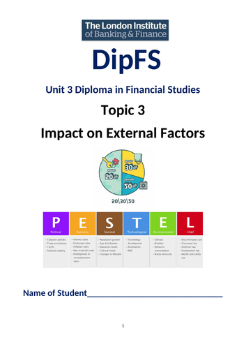 Diploma in Financial Studies LiBF Unit 3 Topic 3 Impact of External Factors | Teaching Resources