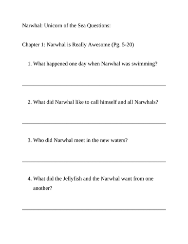 Reading Comprehension- Narwhal #1- Unicorn of the Sea | Teaching Resources