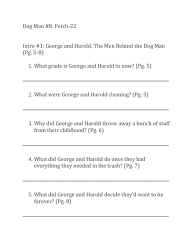 Reading Comprehension- Dog Man #8- Fetch-22 | Teaching Resources