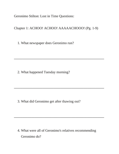 Reading Comprehension- Geronimo Stilton: Lost in Time | Teaching Resources