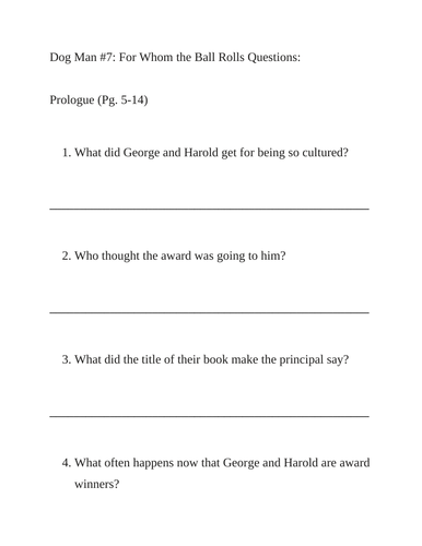 Reading Comprehension- Dog Man #7- For Whom The Ball Rolls | Teaching ...