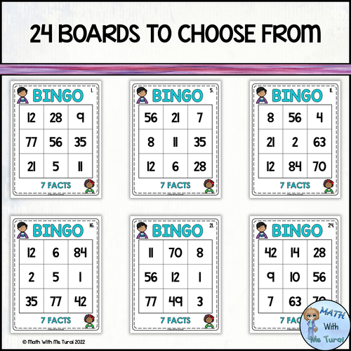 Multiplication and Division Fact Fluency Mini Bingo | 7 Facts ...
