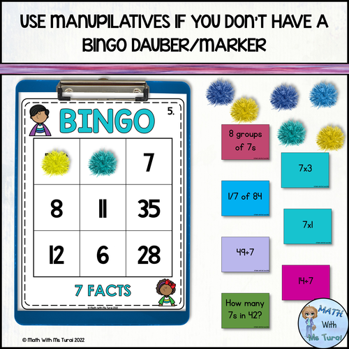 Multiplication and Division Fact Fluency Mini Bingo | 7 Facts ...