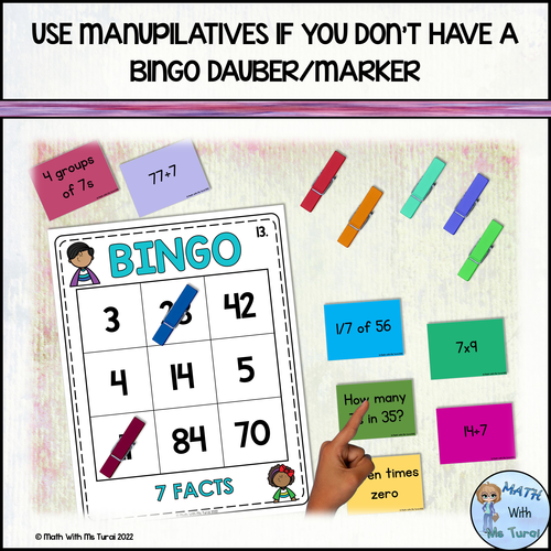Multiplication and Division Fact Fluency Mini Bingo | 7 Facts ...