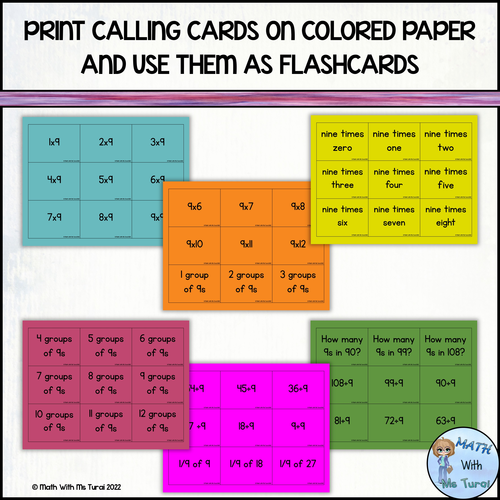 Multiplication and Division Fact Fluency Mini Bingo | 9 Facts ...