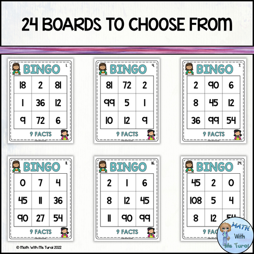 Multiplication and Division Fact Fluency Mini Bingo | 9 Facts ...