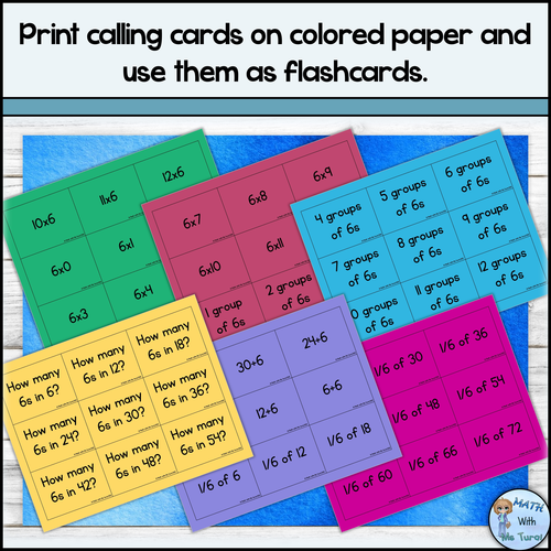 Multiplication and Division Fact Fluency Mini Bingo | 6 Facts ...
