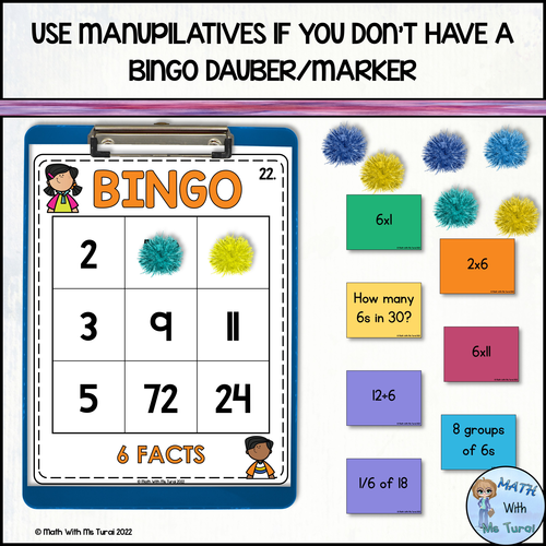 Multiplication and Division Fact Fluency Mini Bingo | 6 Facts ...