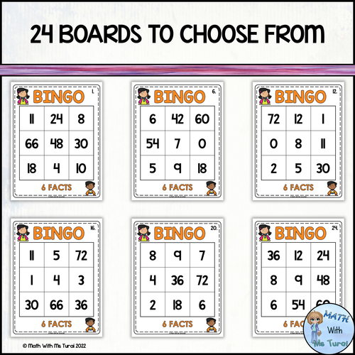 Multiplication and Division Fact Fluency Mini Bingo | 6 Facts ...