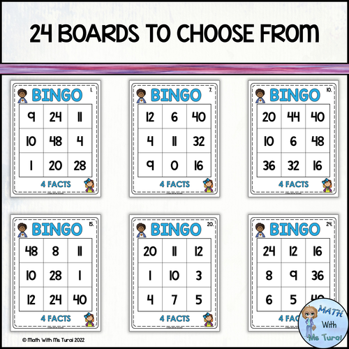 Multiplication and Division Fact Fluency Mini Bingo | 4 Facts ...