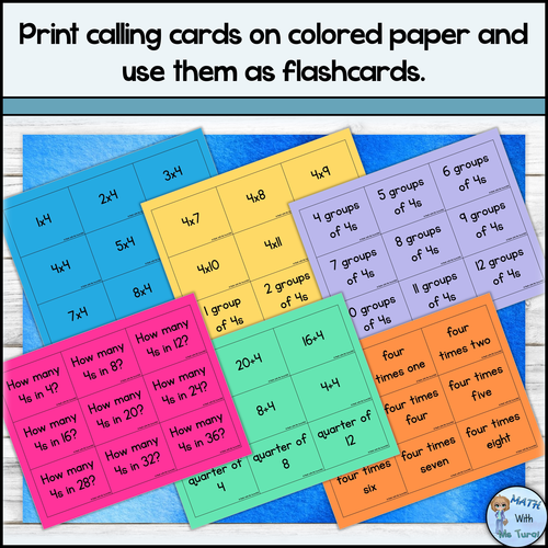 Multiplication and Division Fact Fluency Mini Bingo | 4 Facts ...