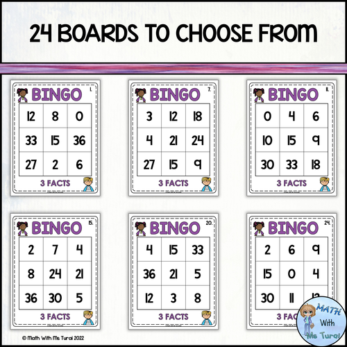 Multiplication and Division Fact Fluency Mini Bingo | 3 Facts ...