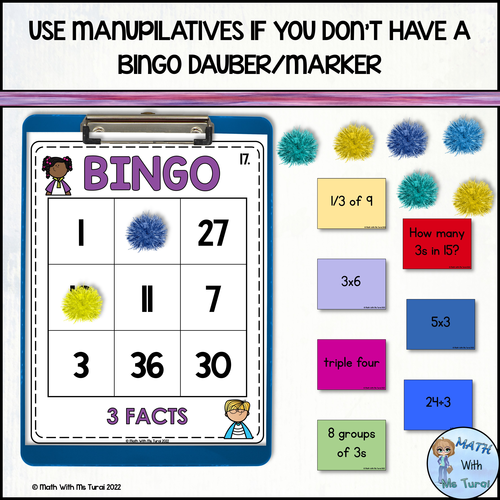Multiplication and Division Fact Fluency Mini Bingo | 3 Facts ...