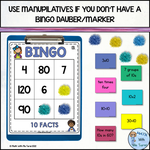 Multiplication and Division Fact Fluency Mini Bingo | 10 Facts ...