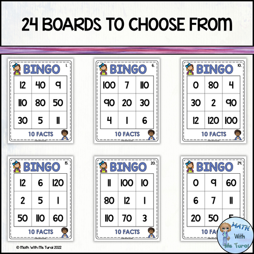 Multiplication and Division Fact Fluency Mini Bingo | 10 Facts ...
