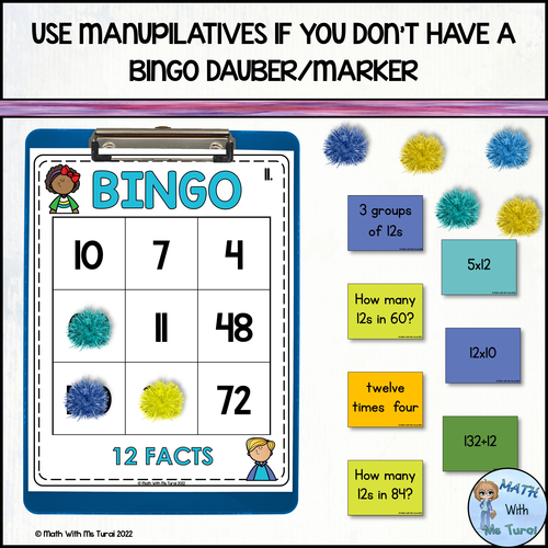 Multiplication and Division Fact Fluency Mini Bingo | 12 Facts ...