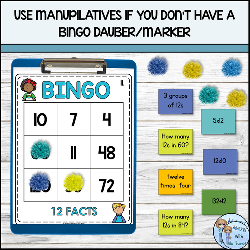 Multiplication and Division Fact Fluency Mini Bingo | 12 Facts ...